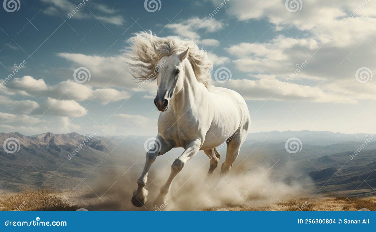 A Picture of the White Horse Rushing Stock Illustration - Illustration ...