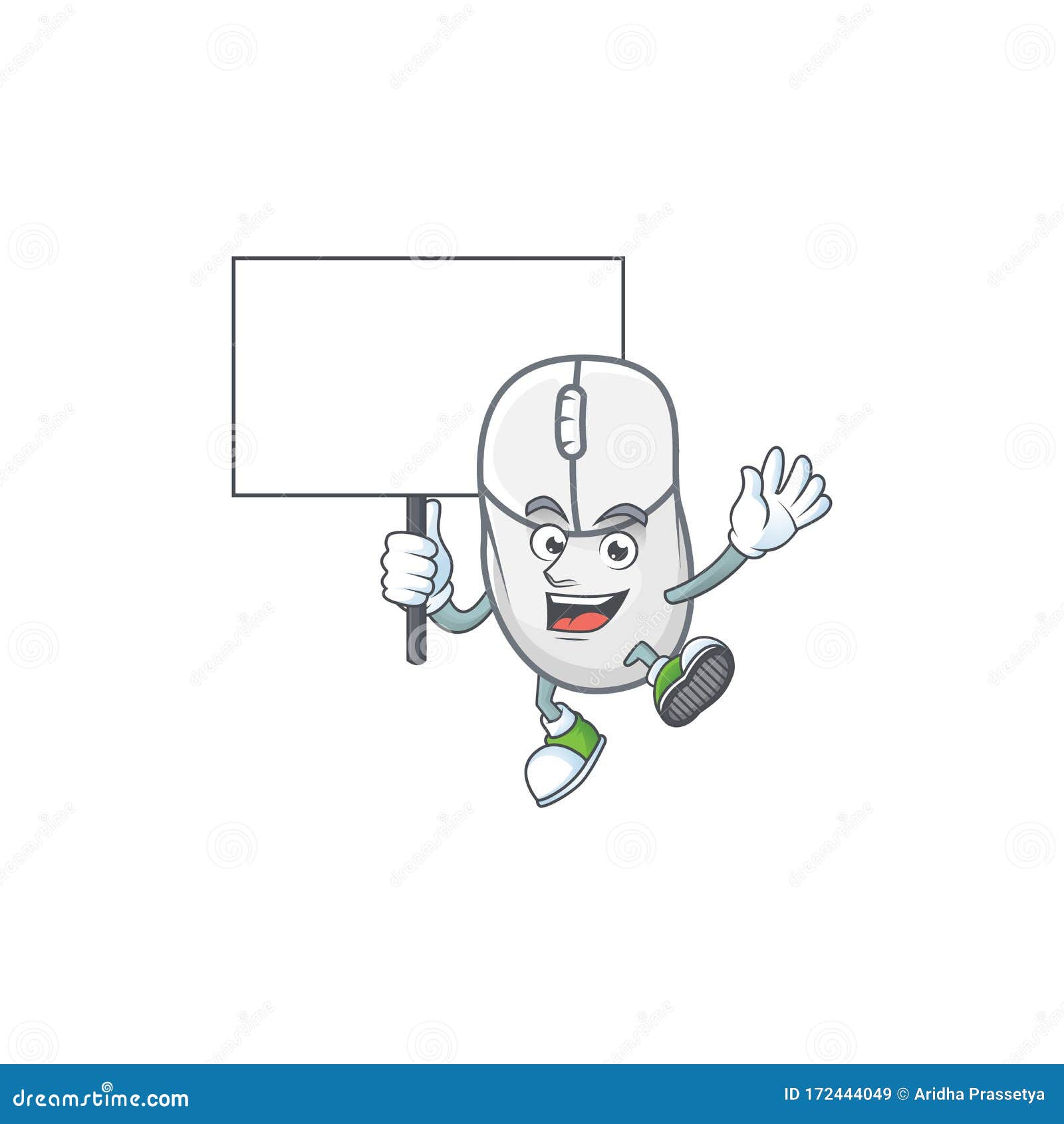 A Picture of White Mouse Cartoon Character with Board Stock Vector ...