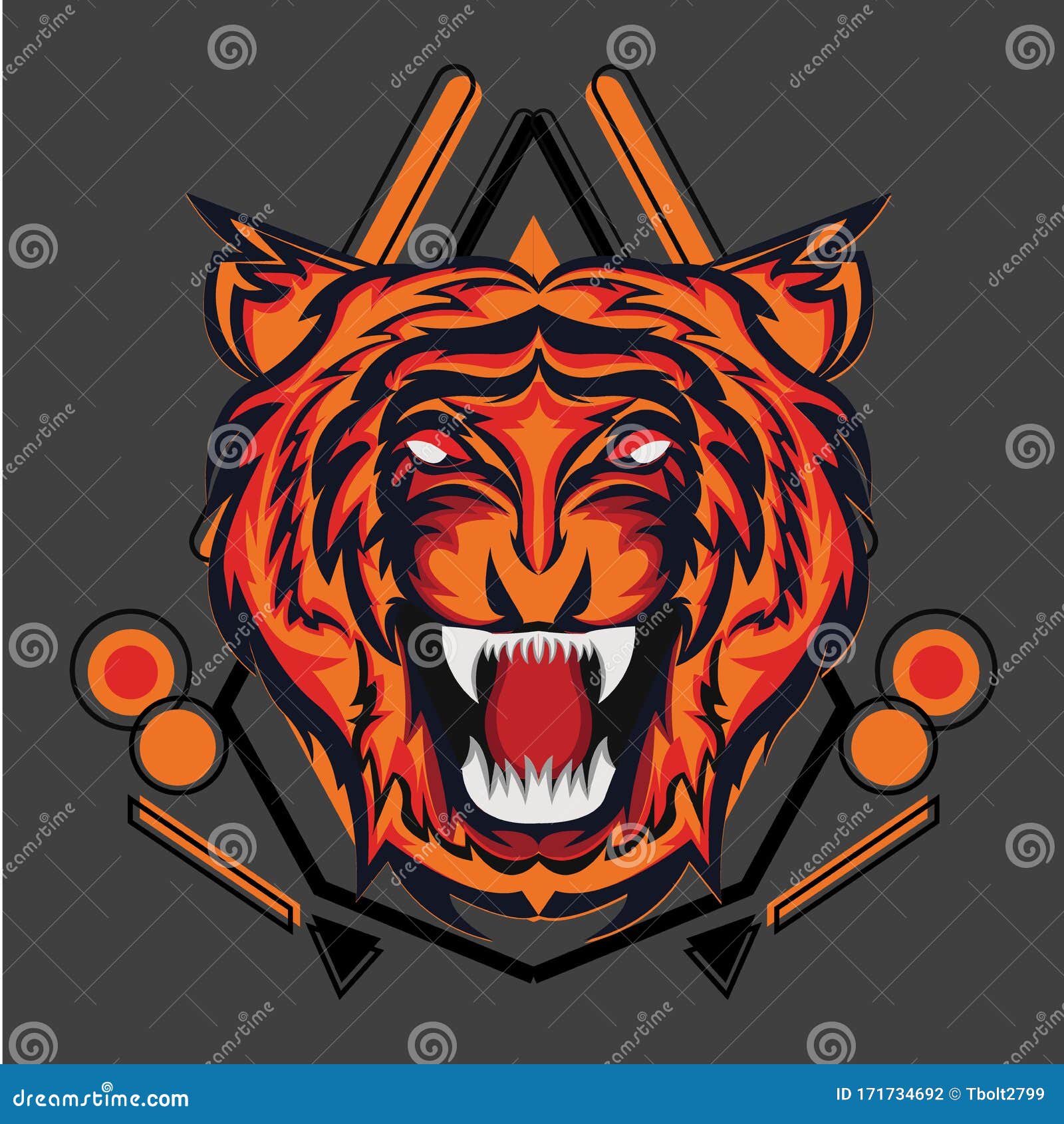 A Tiger with a Triangle Ornament Stock Illustration - Illustration of ...