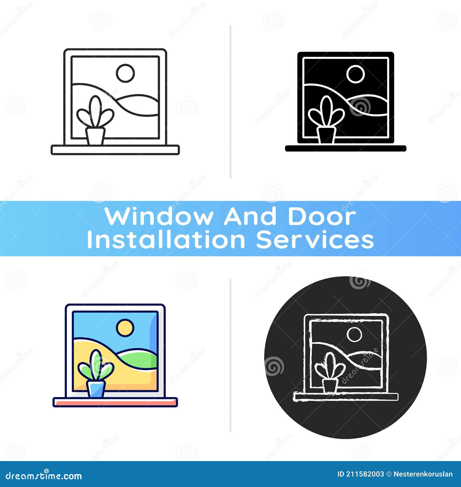 Picture windows icon stock vector. Illustration of vector - 211582003