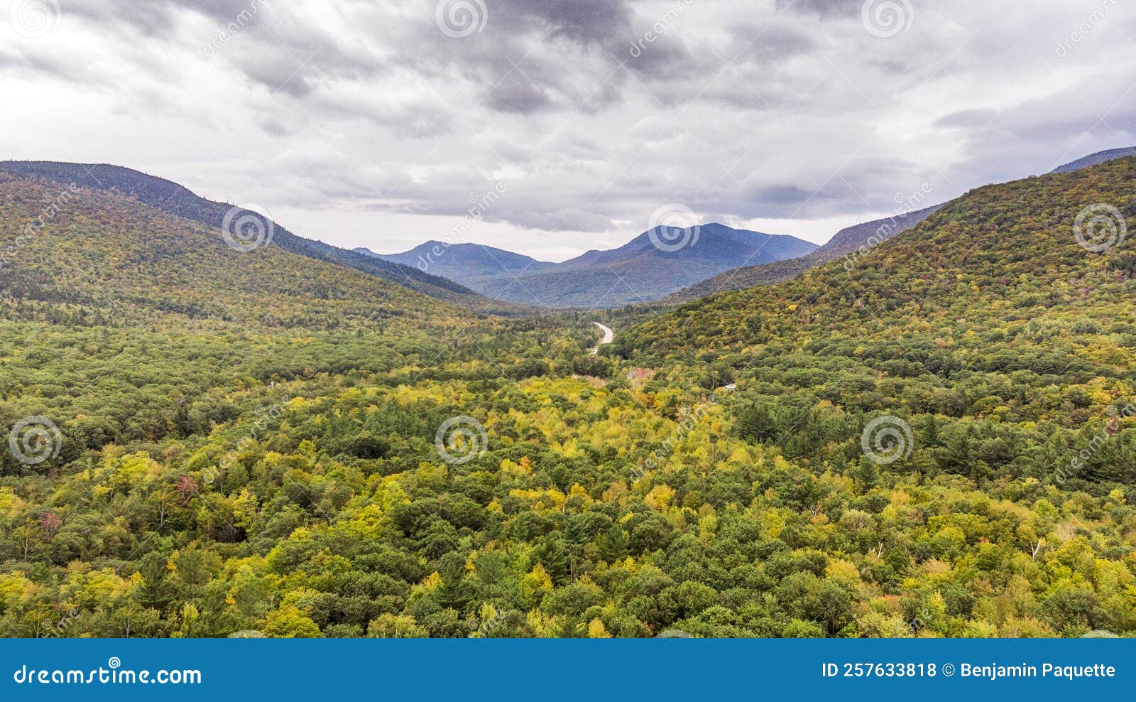 Windy Road Going through the Forest between Mountains in the Fall Stock ...