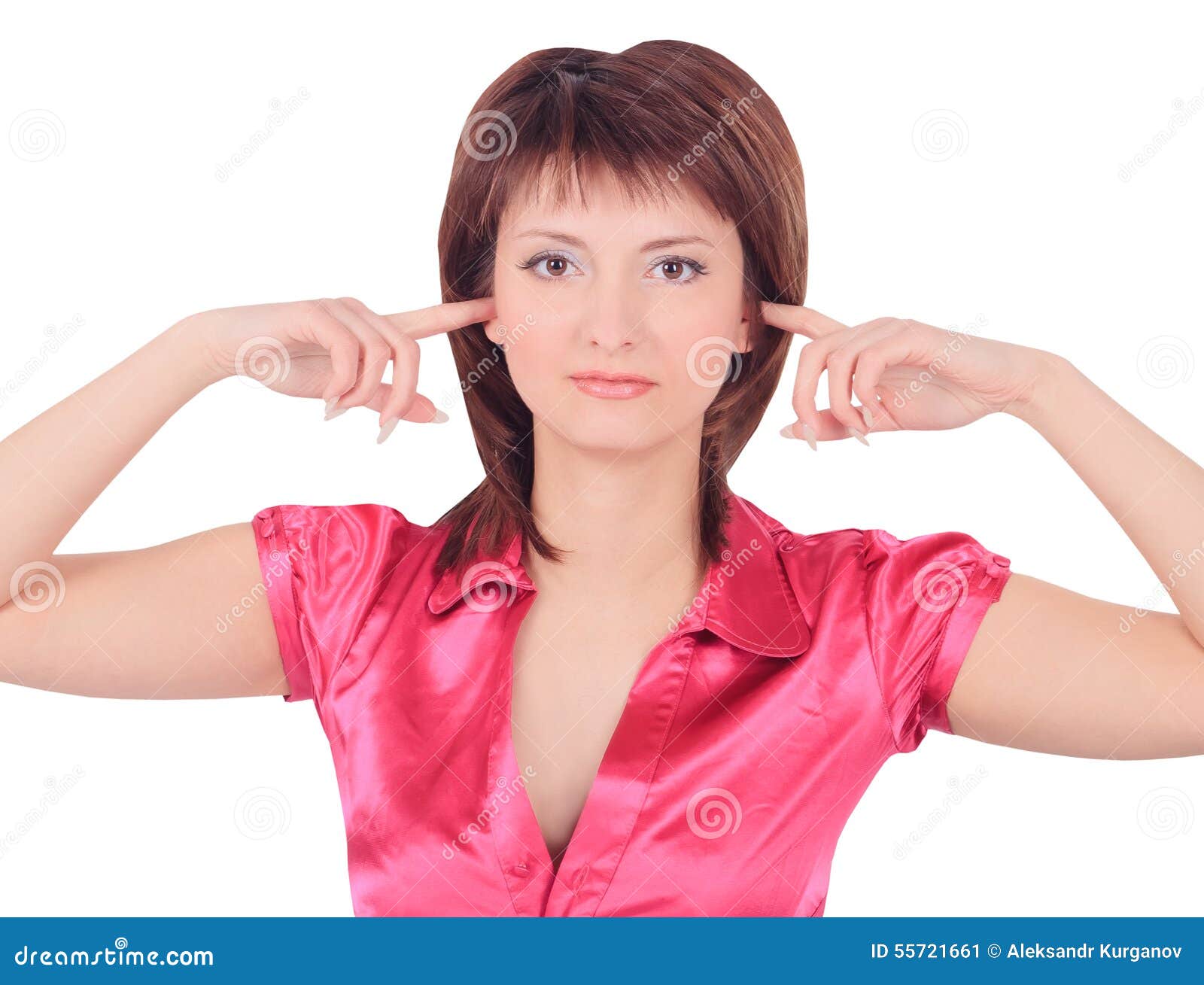 Picture of Woman with Hands on Ears Stock Image - Image of female ...