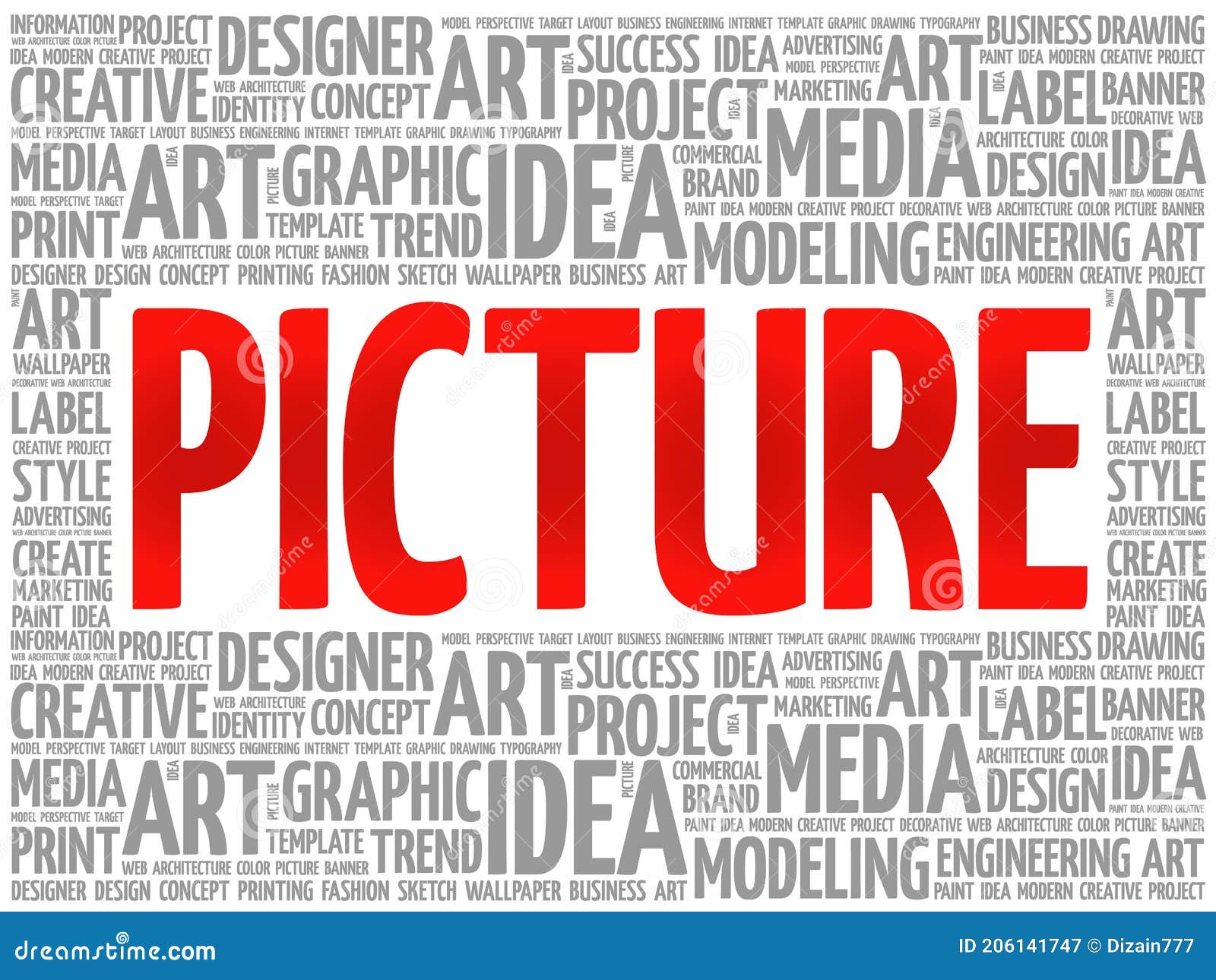 PICTURE word cloud stock illustration. Illustration of modeling - 206141747