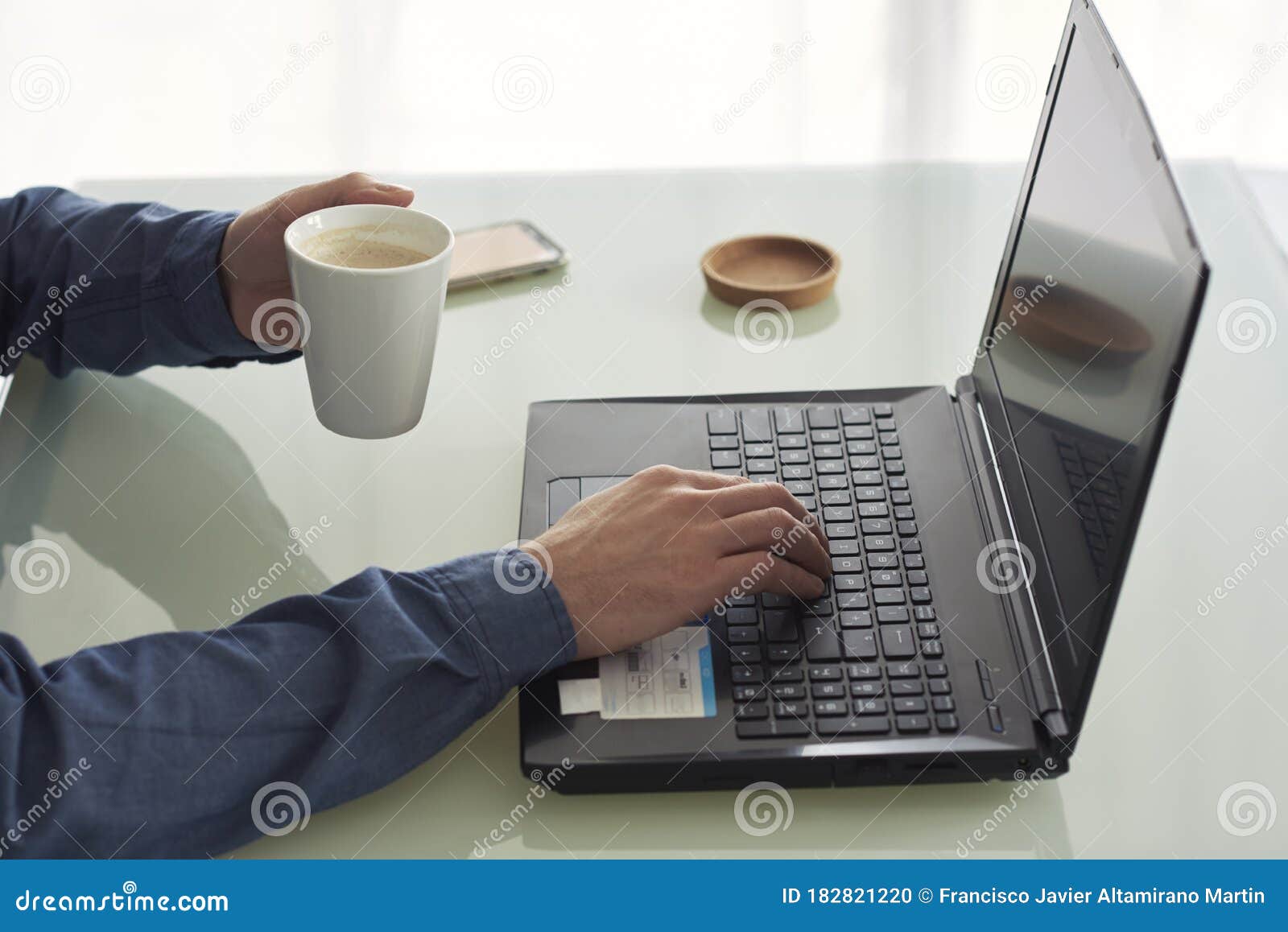 Picture of a Worker with His Laptop at Work Stock Photo - Image of work ...