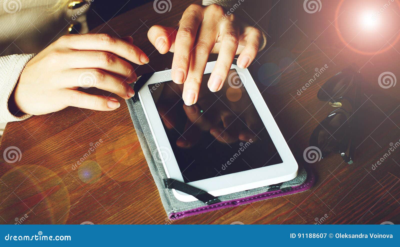 Picture of Young Woman Hands Touching Table Stock Image - Image of ...