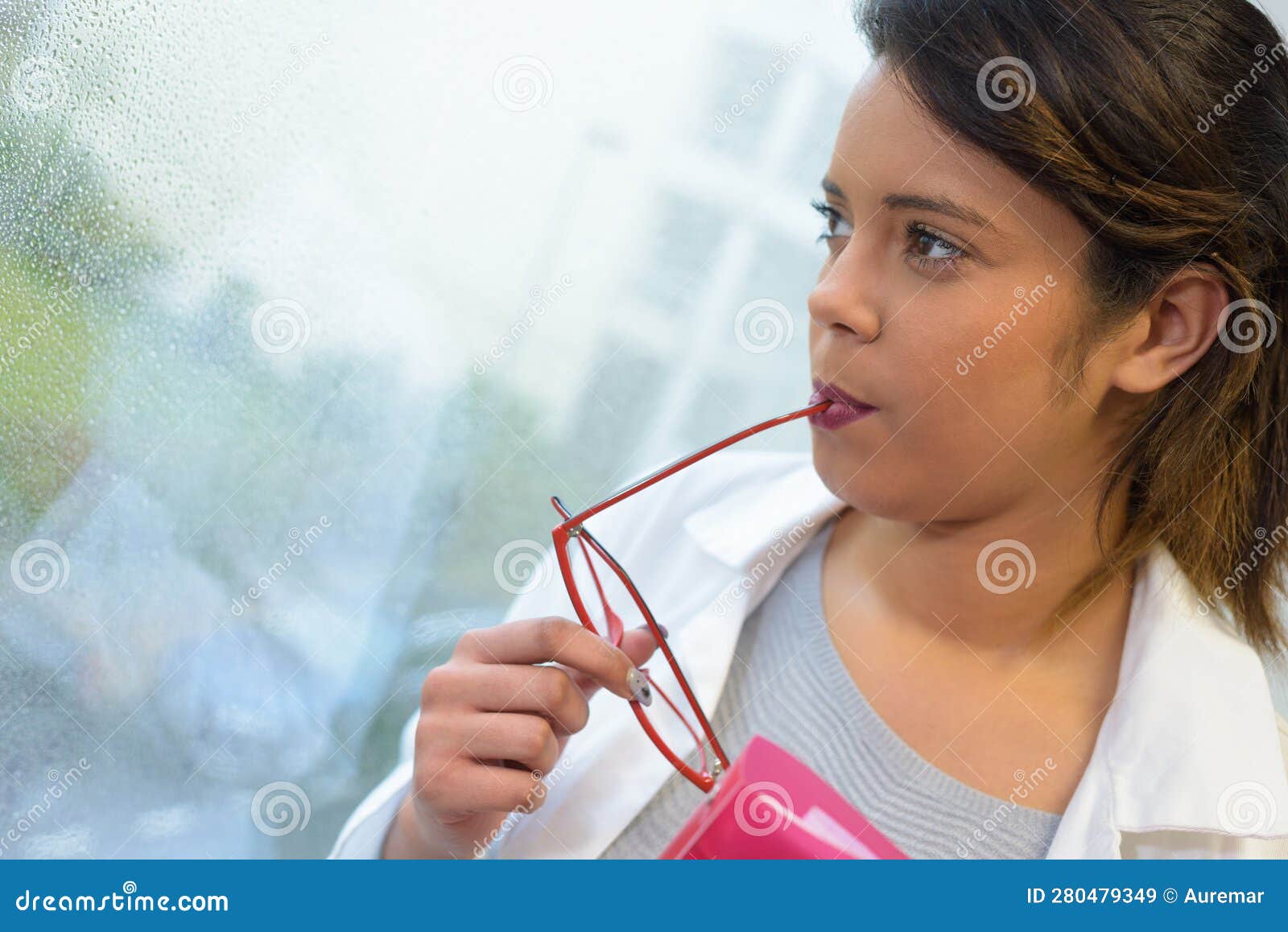 Picture Young Woman Thinking Deeply Stock Image - Image of optical ...