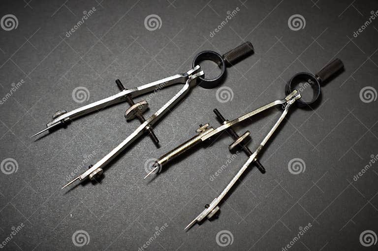 Pictured Compass Fixed on a Black Background Stock Image - Image of ...