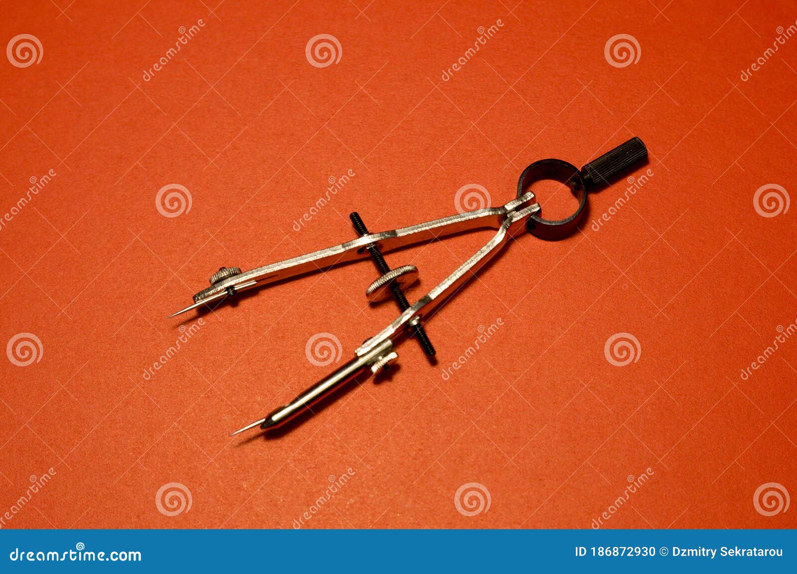 Pictured Compass Fixed on a Red Background Stock Photo - Image of metal ...