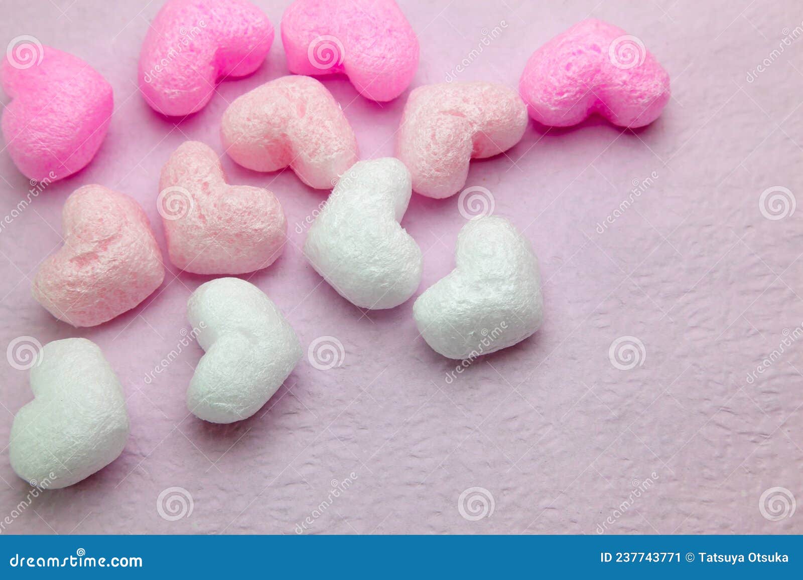 Heart Shaped Packing Material on the Pink Paper Stock Image - Image of ...
