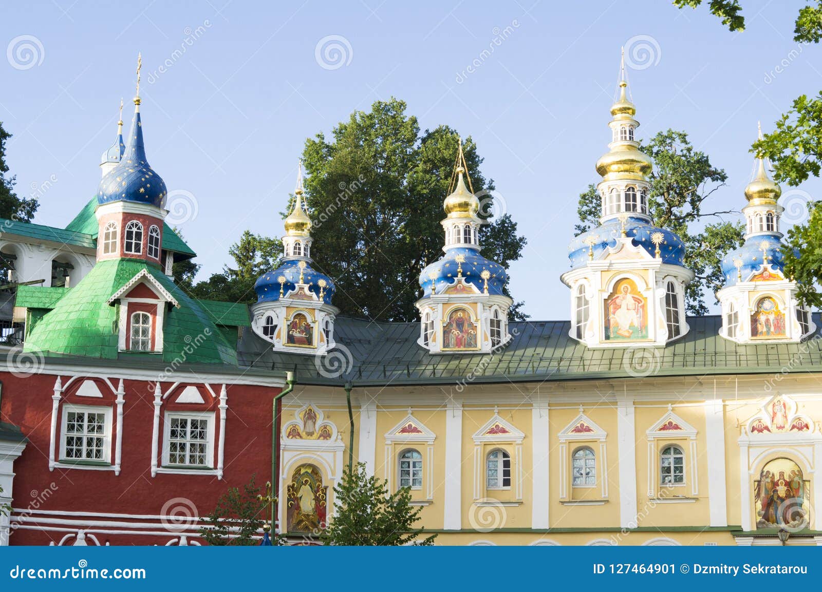 Holy Dormition Pskov-Caves Monastery Stock Image - Image of leaves ...