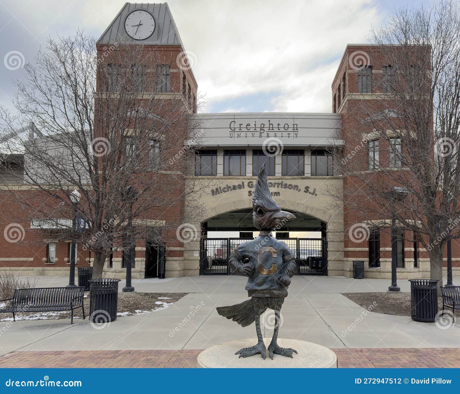 Billy Blue Jay Statue in Front of the Michael G. Morrison, S.J. Stadium ...
