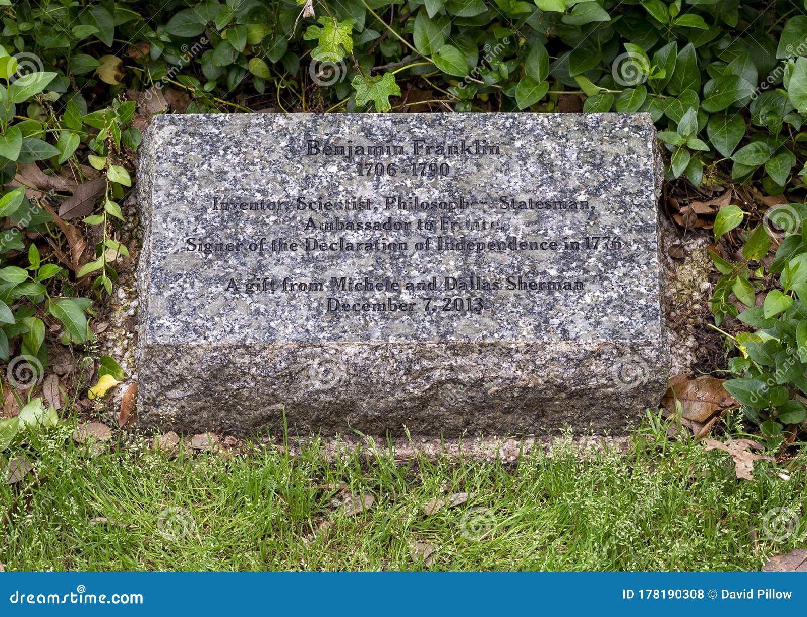 Inscribed Dedication Stone for a Bronze Sculpture Featuring Benjamin ...