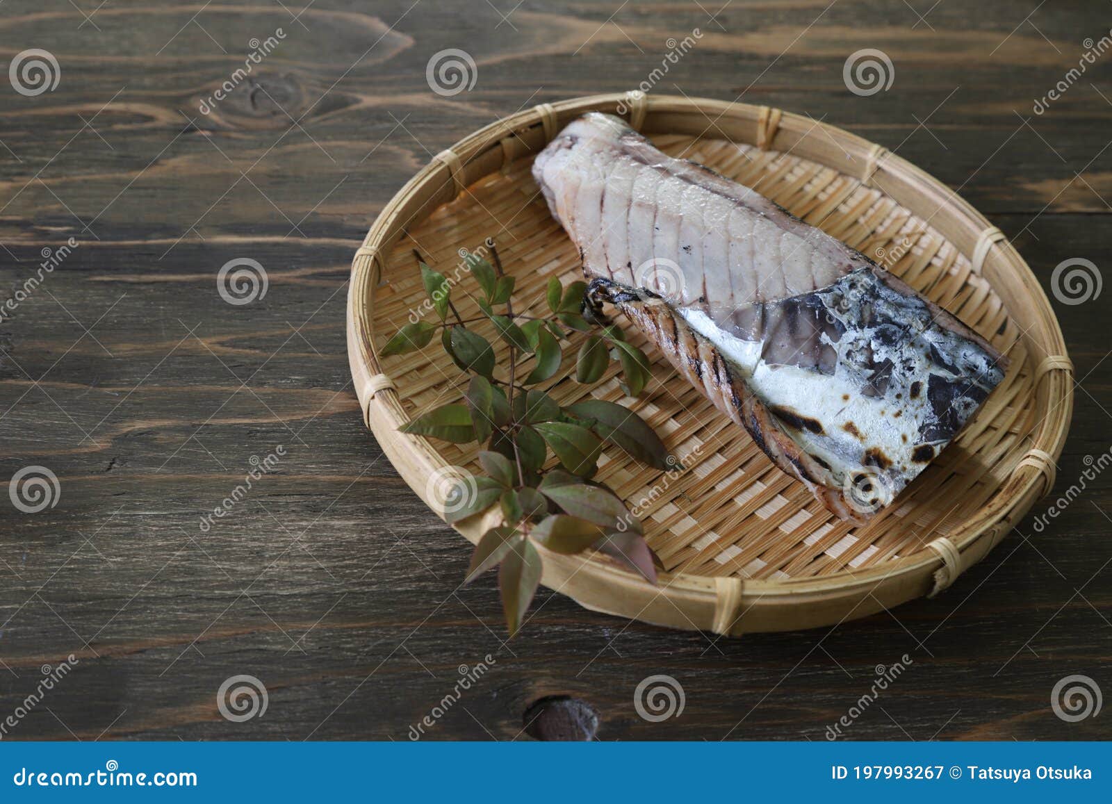 Lightly Roasted Bonito Fillet on the Bamboo Colander Stock Image ...