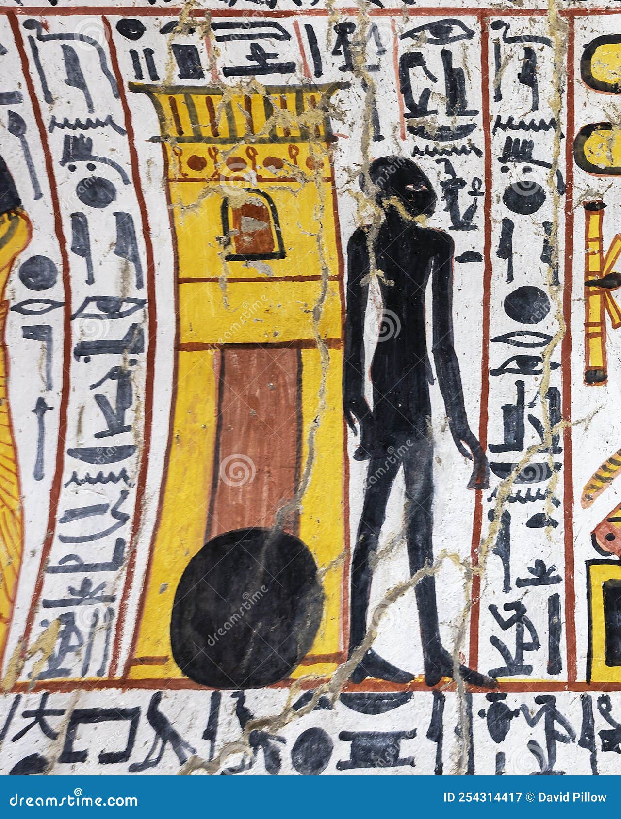 Monochrome Style Scene with Black Figure on the Ceiling Vault in TT219 ...