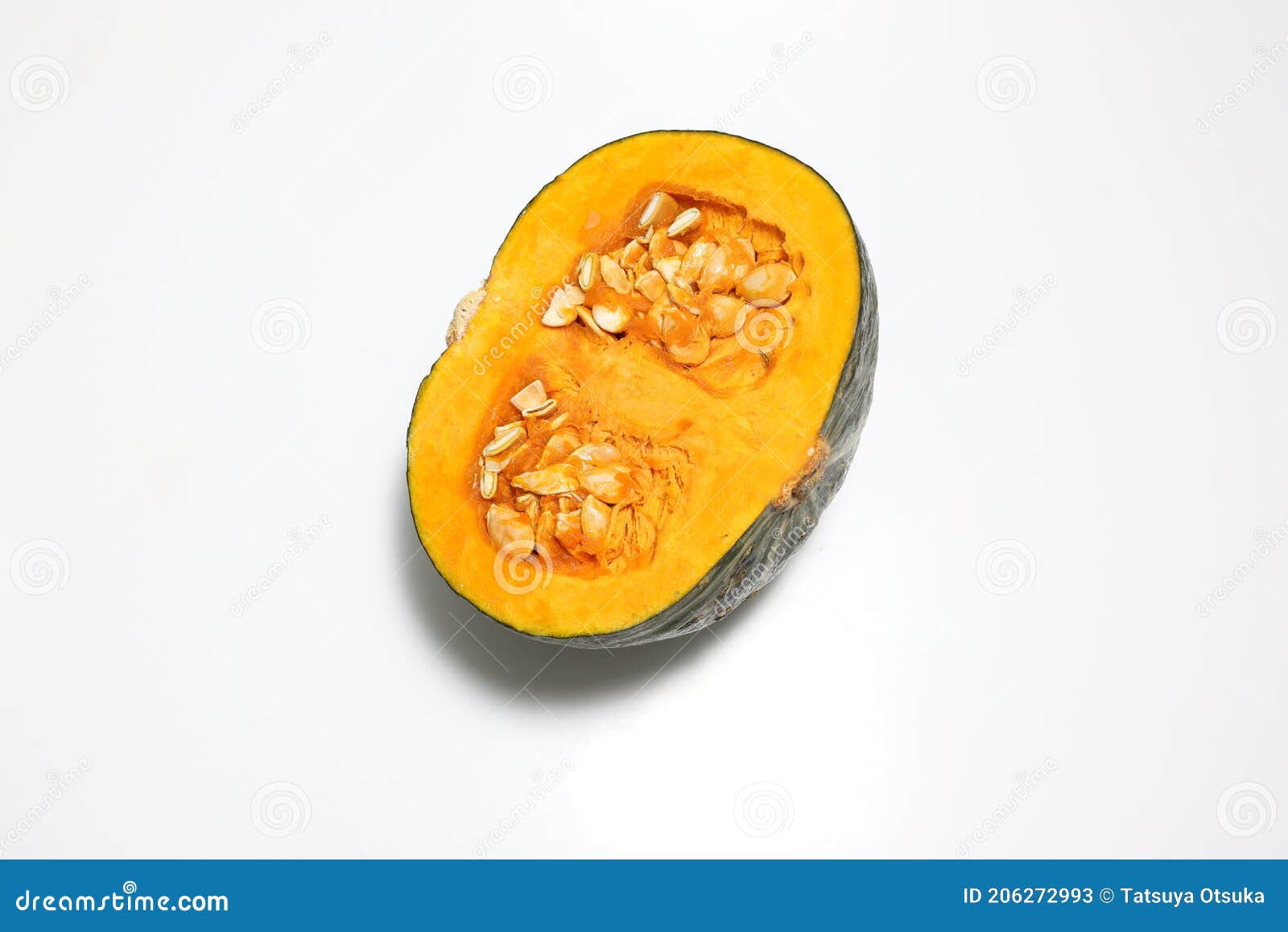 A Pumpkin Cut in Half in a White Background Stock Image - Image of ...