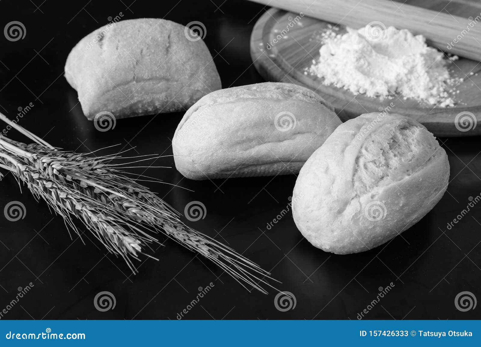 Raw Breads in a Black Background Stock Image - Image of background ...