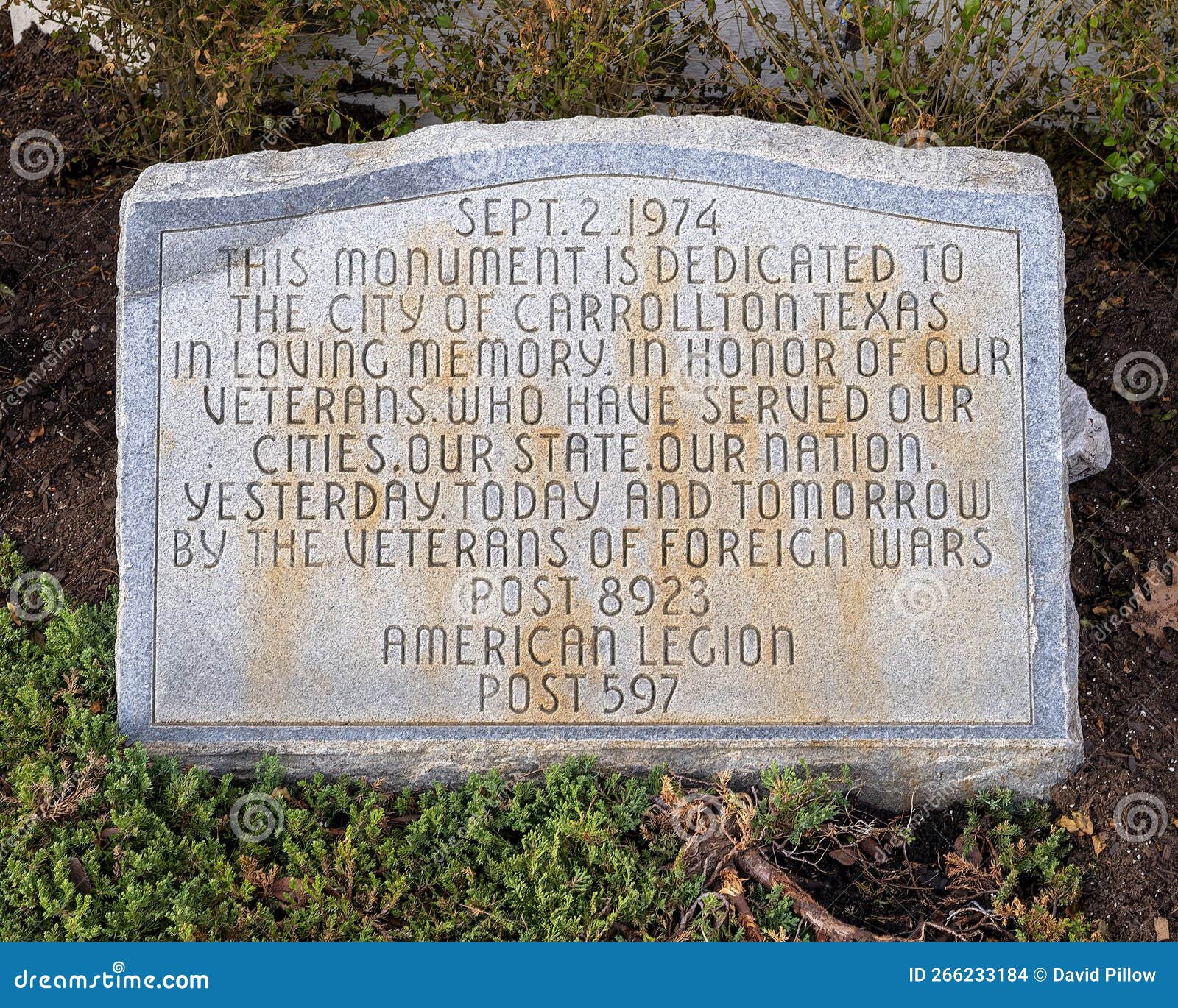 Small Stone Monument At The Front Of The Gazebo In The Historic ...