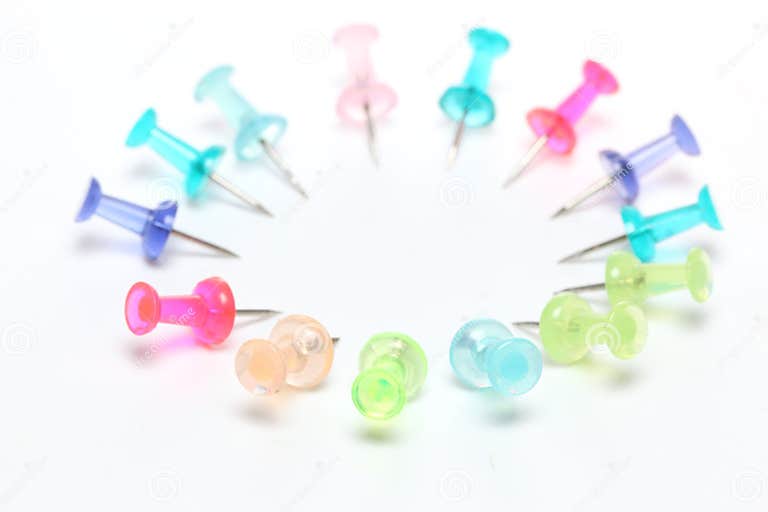 Thumbtacks in a White Background Stock Image - Image of color, supplies ...