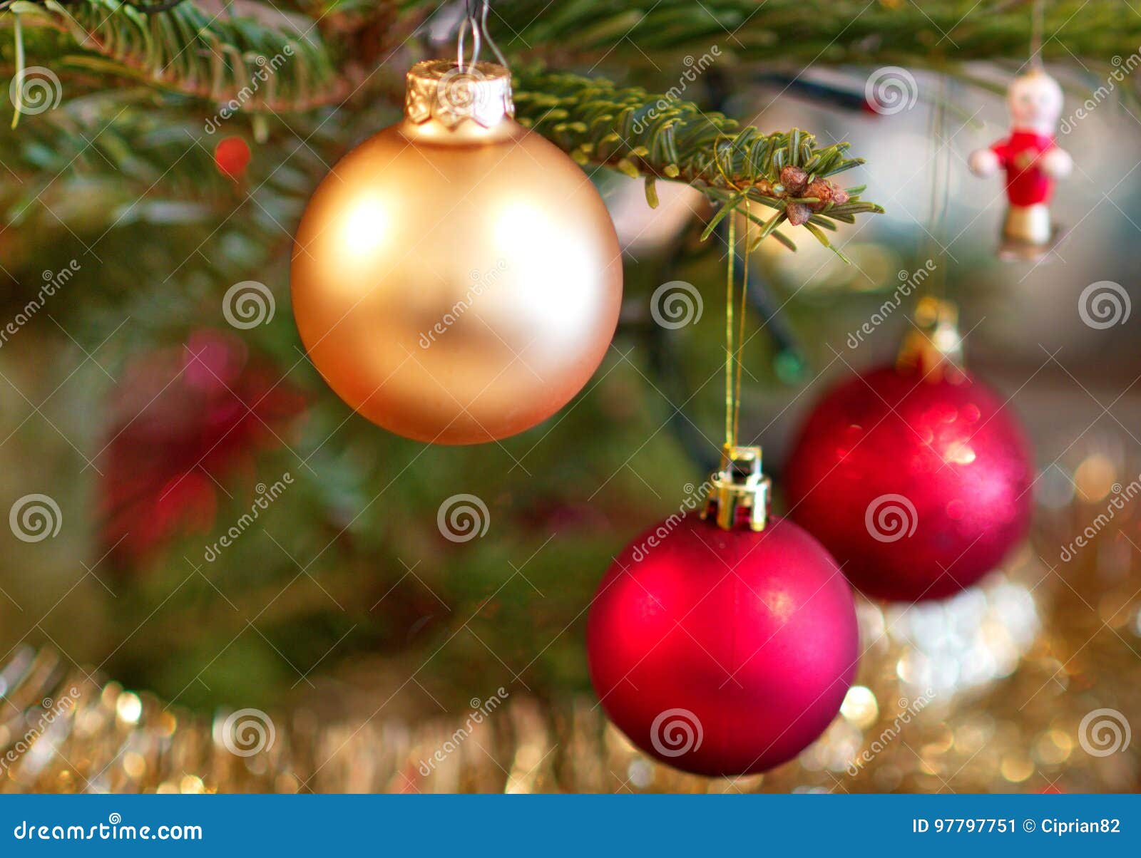 Christmas Tree Decorations Close-up Stock Image - Image of beautiful ...