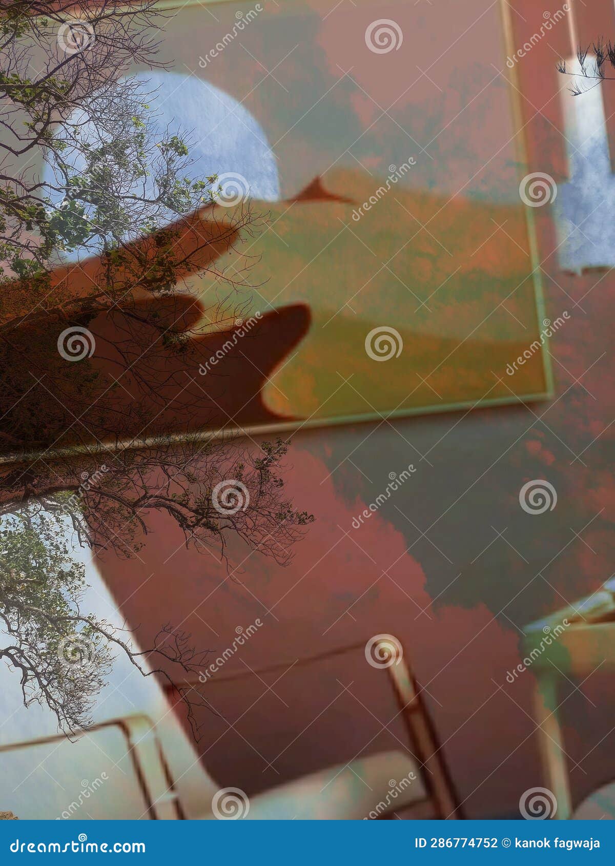 Pictures of Nature Overlap with Pictures of Wall Sculptures. Stock ...