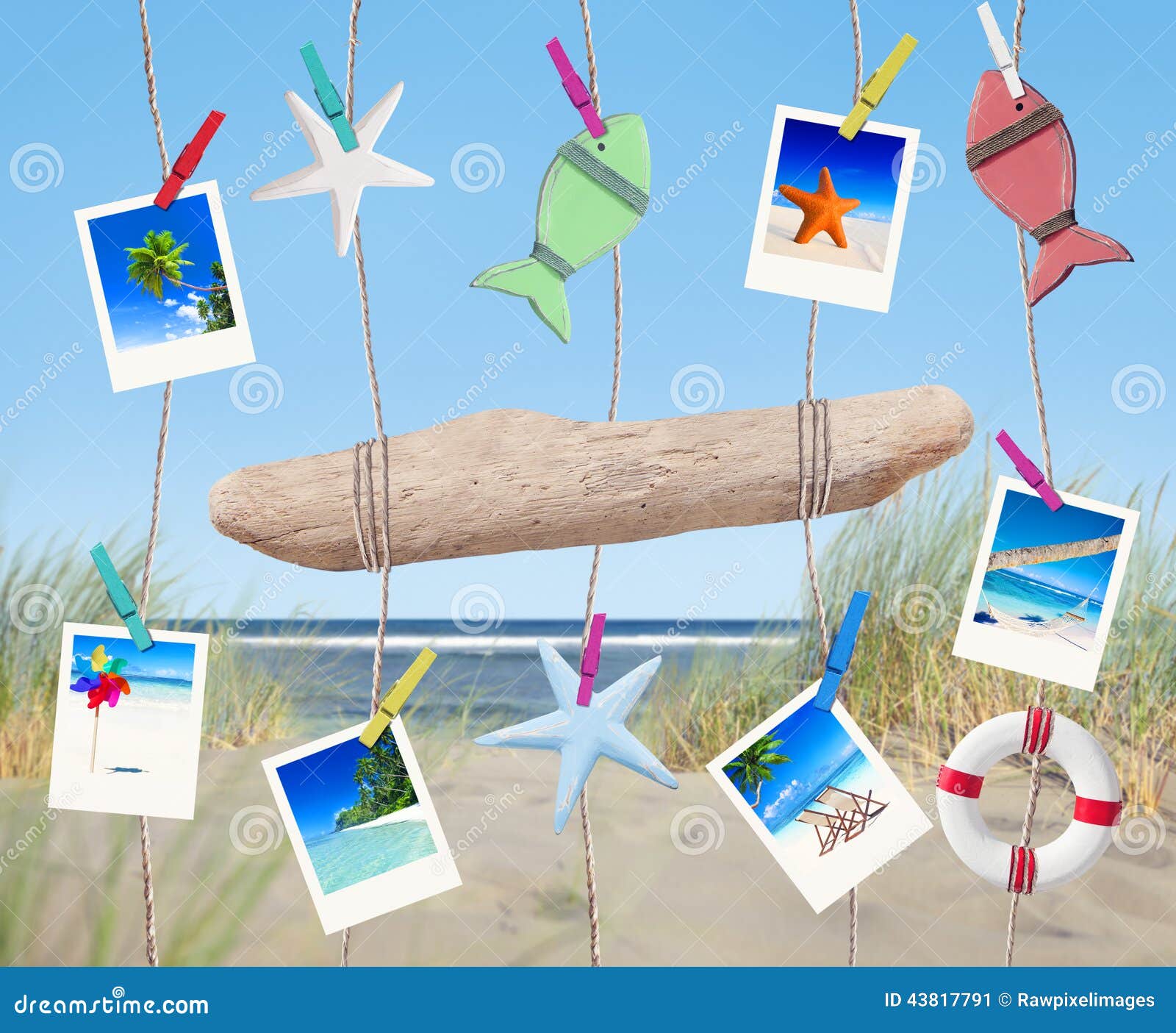 Pictures and Other Objects Hanging by the Beach Stock Image - Image of ...