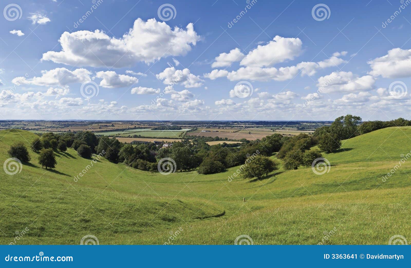 Picturesque Green Countryside Stock Image - Image of serene, cloudscape ...
