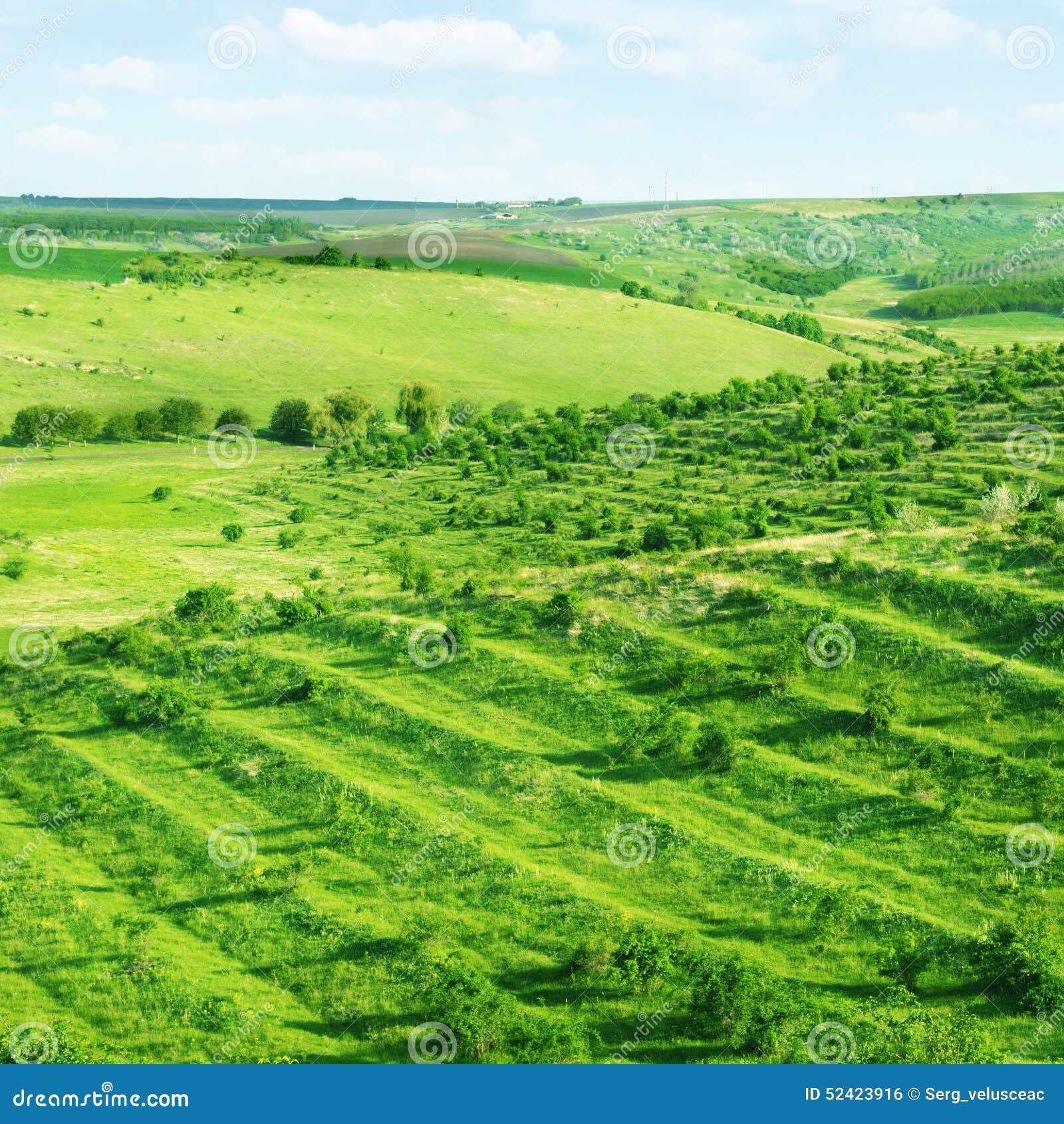 Picturesque hilly terrain stock photo. Image of green - 52423916