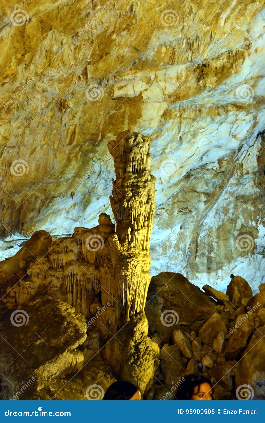 Picturesque Karst Features Illuminated in the Cave Stock Image - Image ...