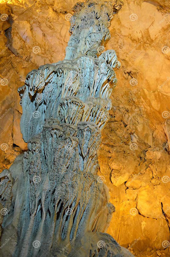 Picturesque Karst Features Illuminated in the Cave Stock Photo - Image ...