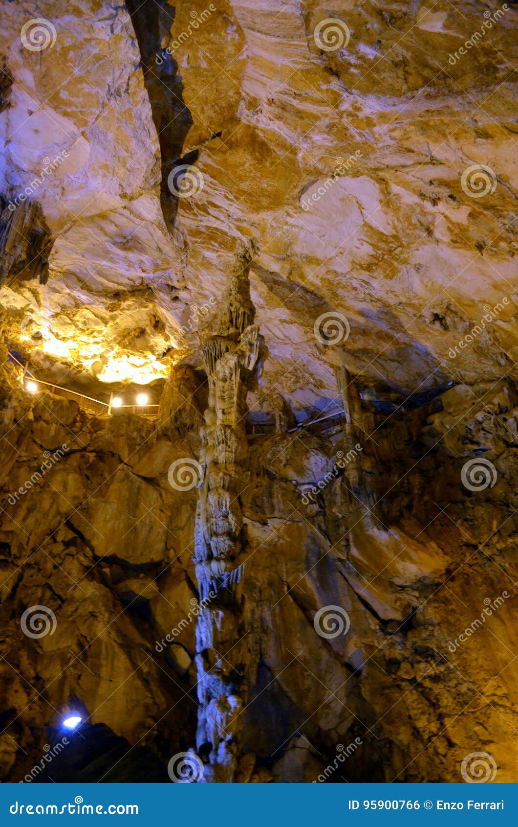 Picturesque Karst Features Illuminated in the Cave Stock Photo - Image ...
