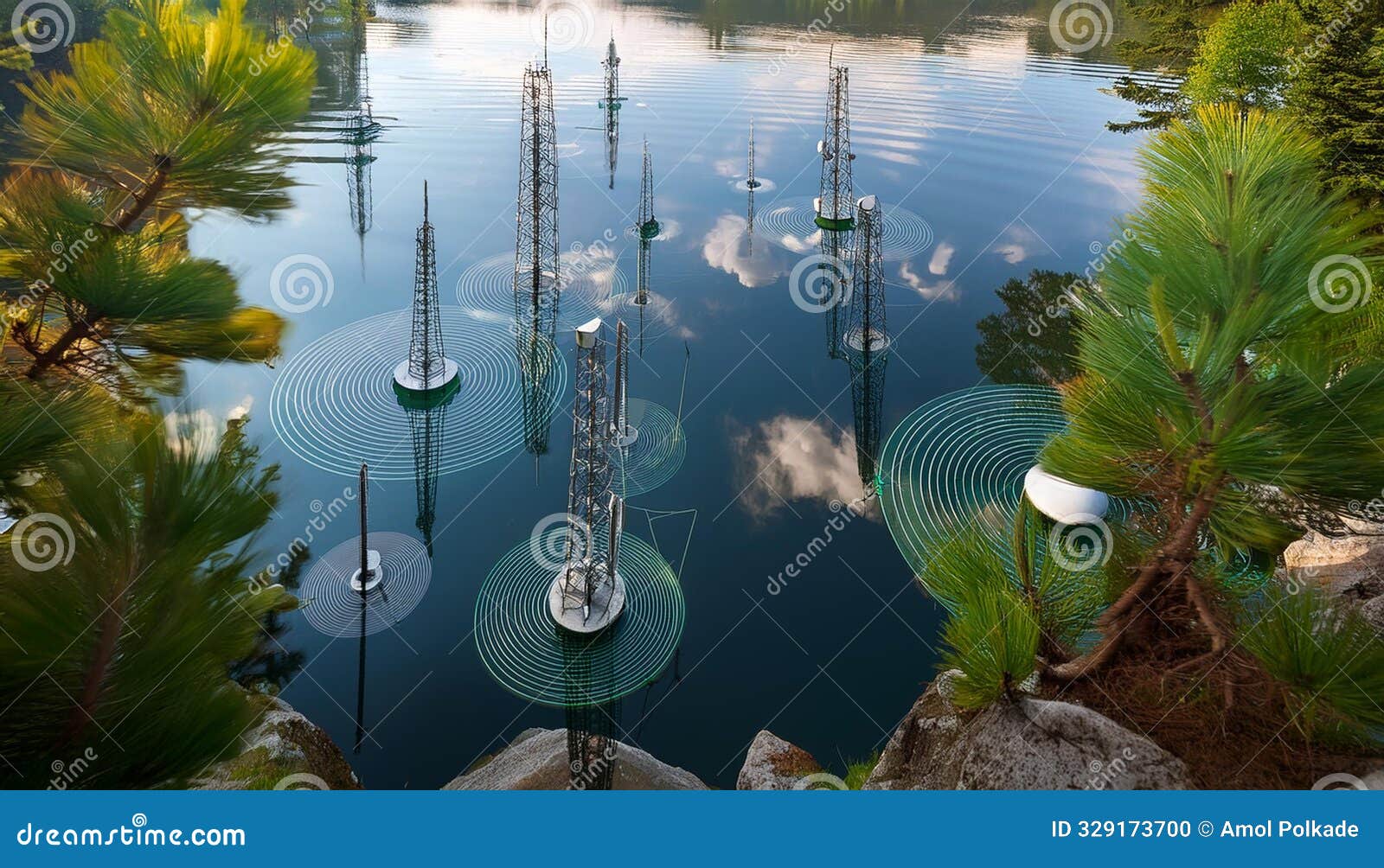 A Picturesque Lake with Floating Network Antennas and Communication ...