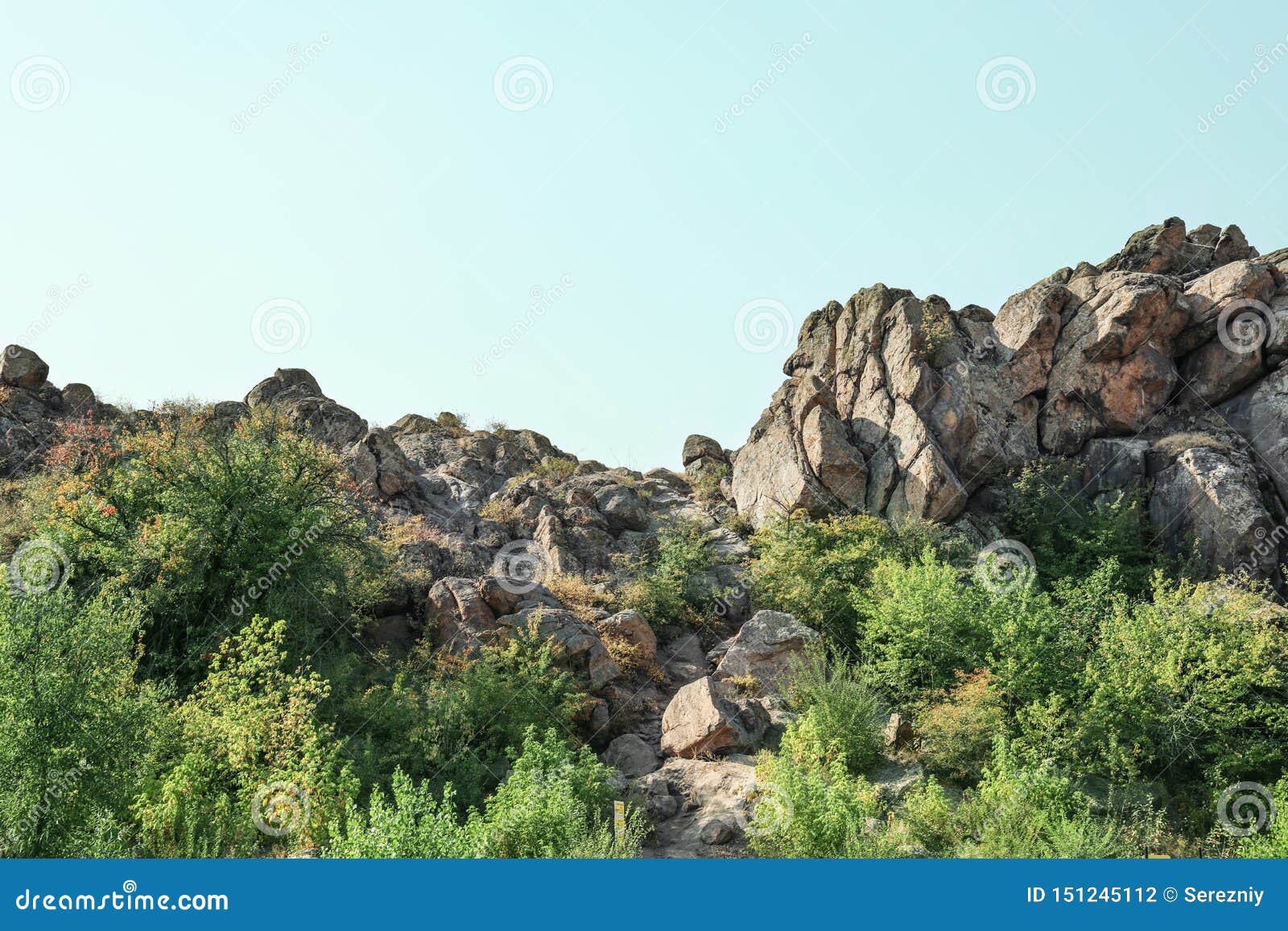 Picturesque Landscape with Rocky Hills Stock Photo - Image of trip ...