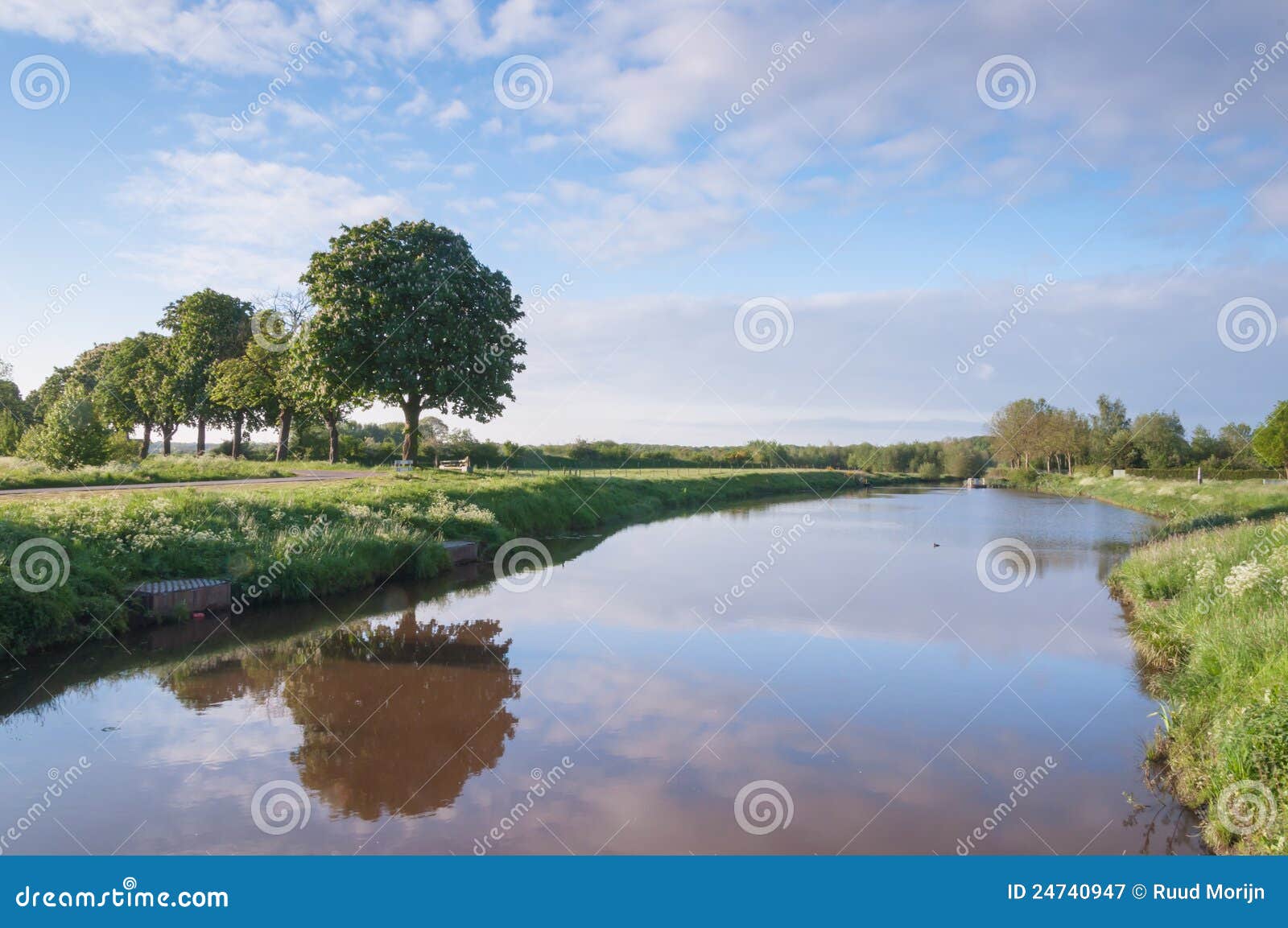 Picturesque Landscape with a Small River Stock Image - Image of bright ...
