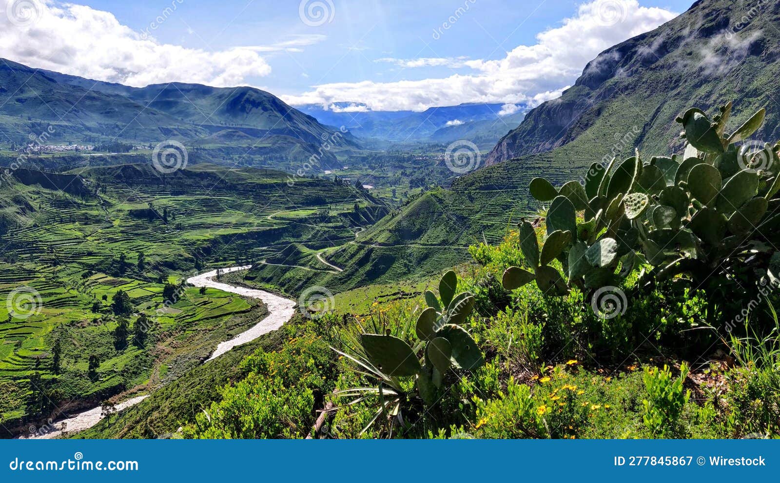 Picturesque Mountain Valley, Surrounded by Towering Peaks. Stock Image ...