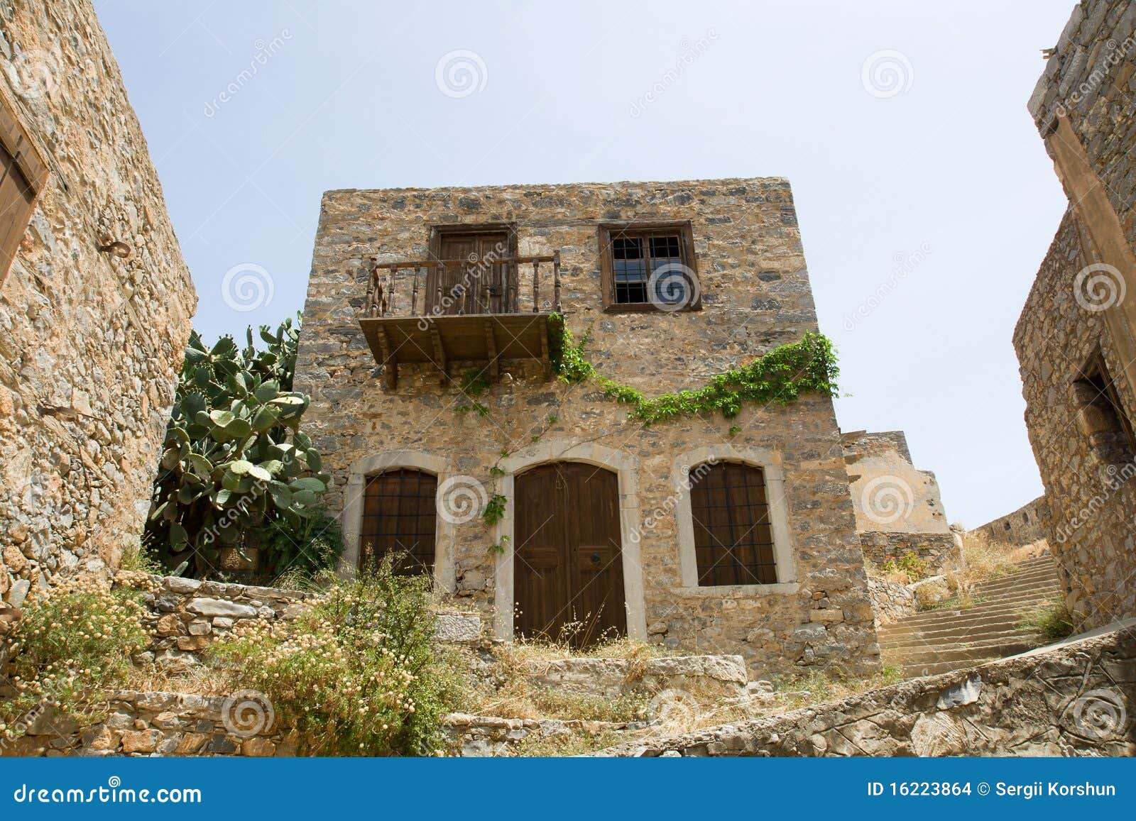 Picturesque Old Double-decker Lopsided Stone House Stock Photo - Image ...
