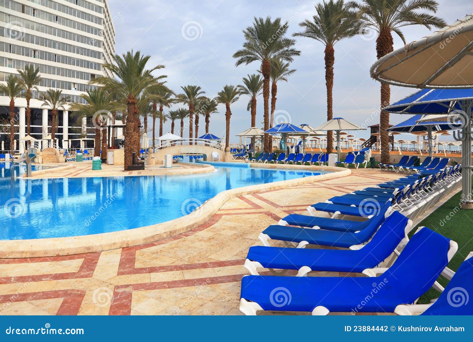 The Picturesque Pool and a High-rise Hotel Stock Photo - Image of pool ...
