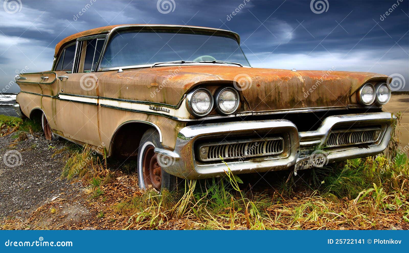 Picturesque Rural Landscape With Old Car. Stock Image - Image: 25722141