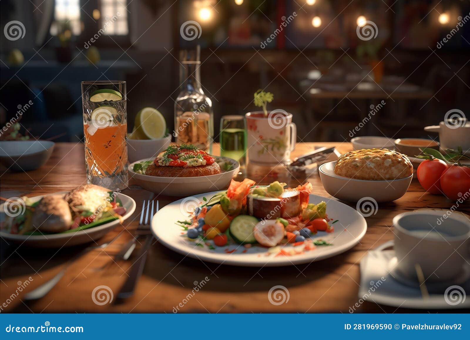 A Picturesque Scene Capturing an Array of Savory Dishes Beautifully ...