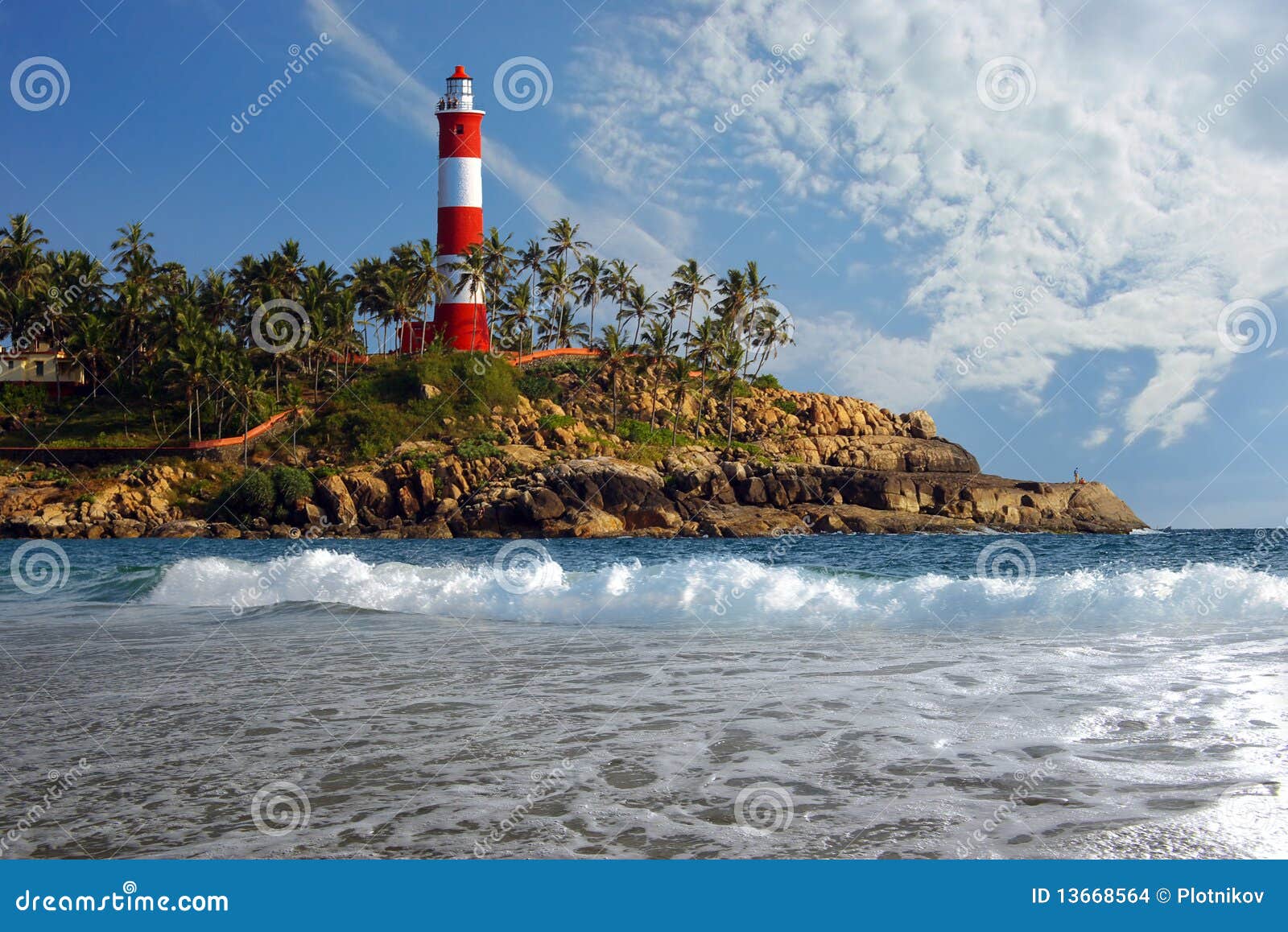 Picturesque Sea Landscape with Lighthouse Stock Photo - Image of ...