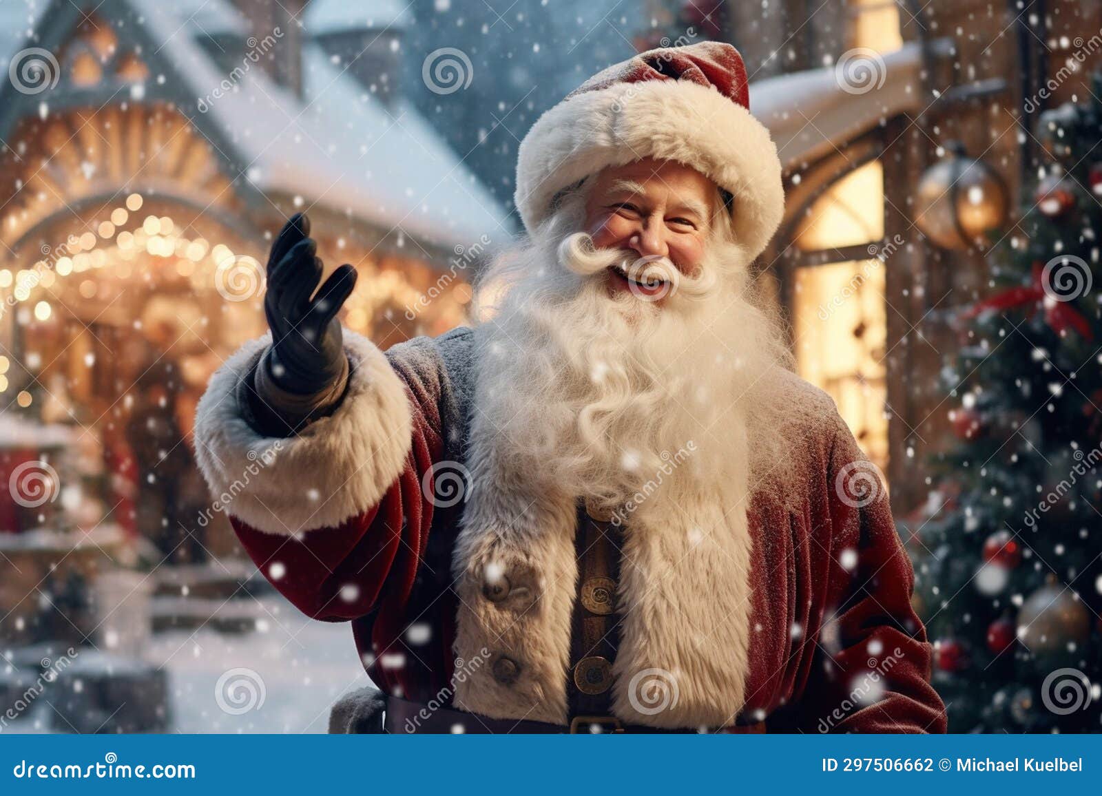 Santa S Snowy Greetings Spreading Holiday Cheer Stock Illustration