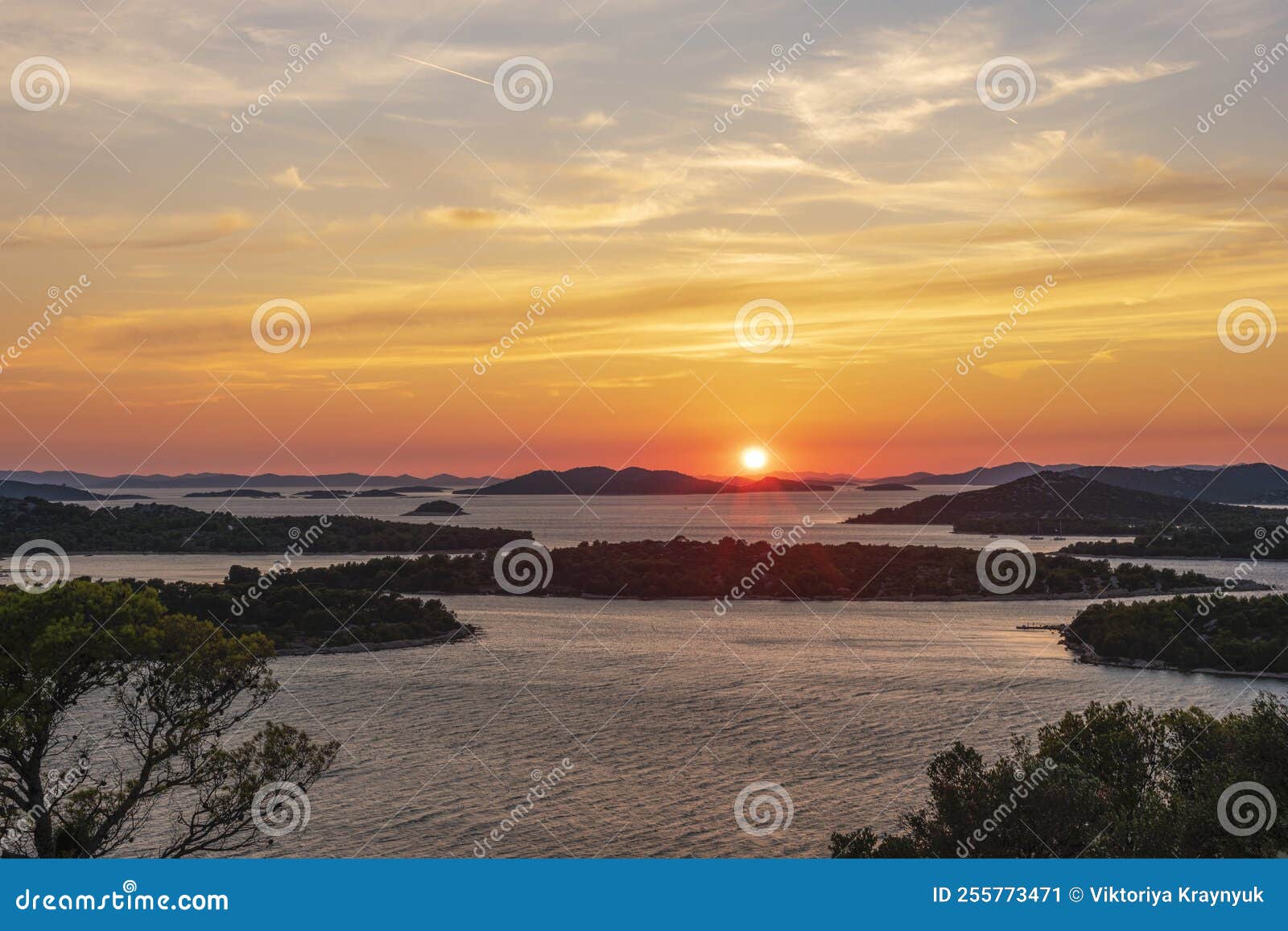 Picturesque Sunset Over the Sea with Islands Stock Image - Image of ...