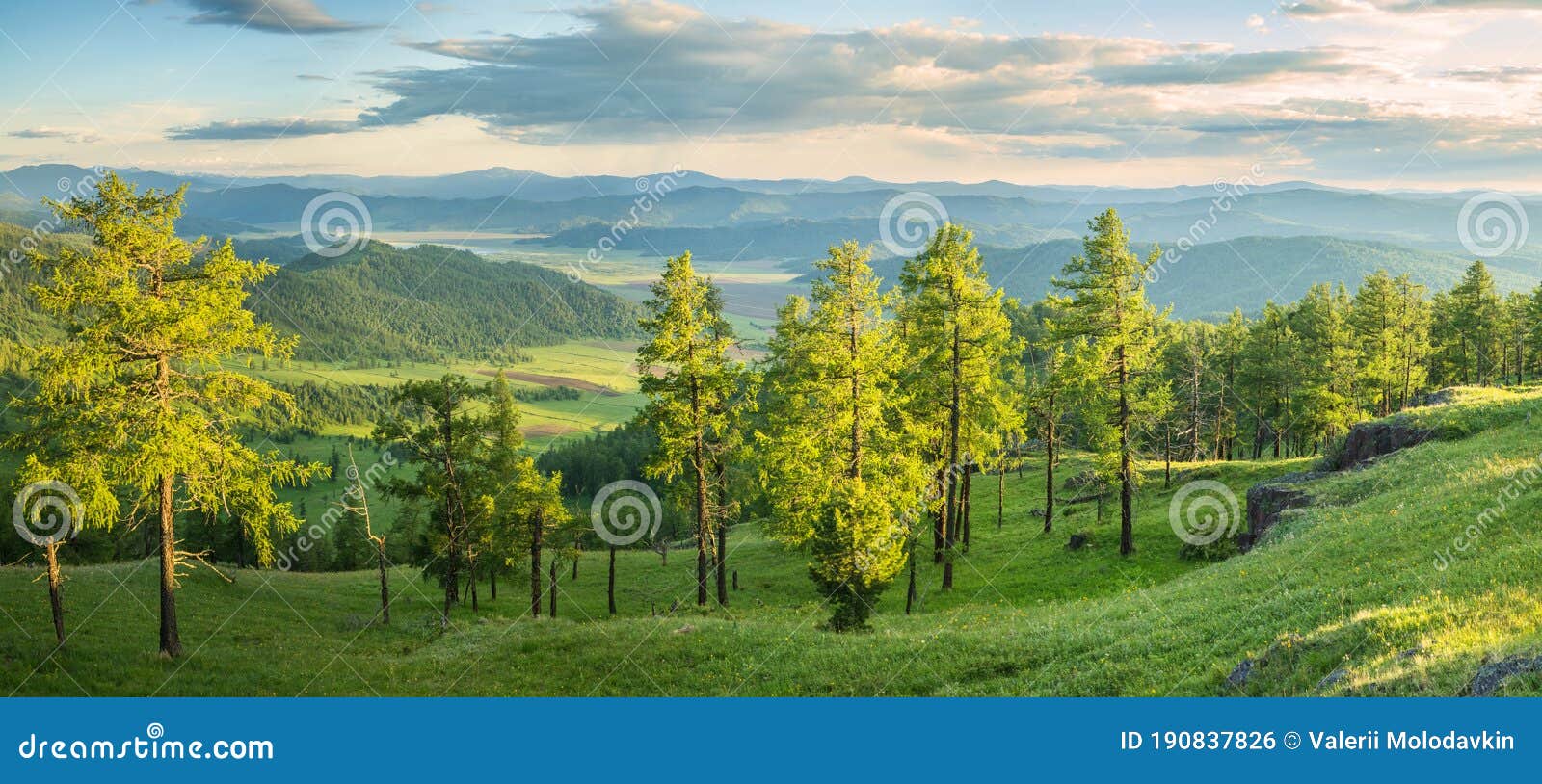 Picturesque Valley, Panoramic Mountain View. Summer, Forests and ...