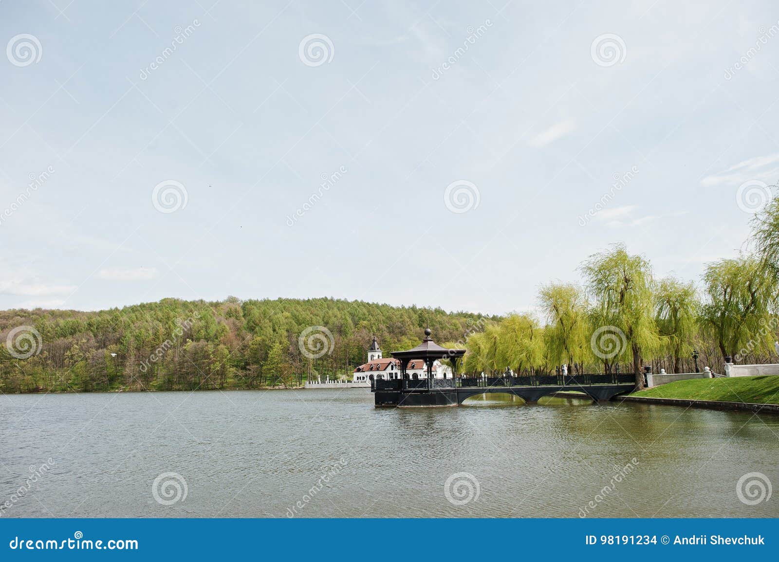 Picturesque View of a Beautiful Lakeside with Forest in the Back Stock ...