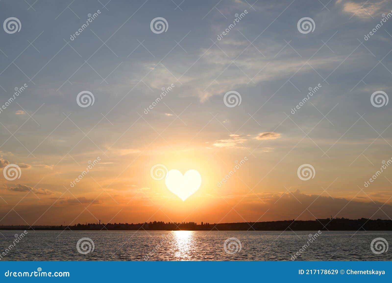 Picturesque View of Beautiful Sunset on Riverside Stock Image - Image ...
