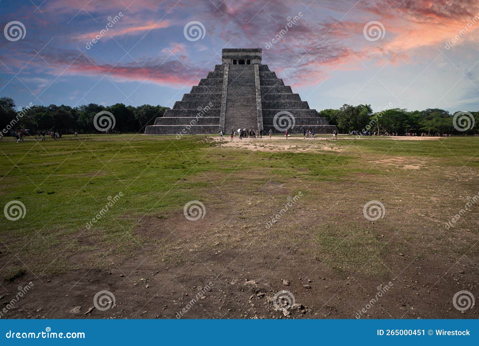 Picturesque View of Chichen Itza Against a Sunset Sky Stock Image ...