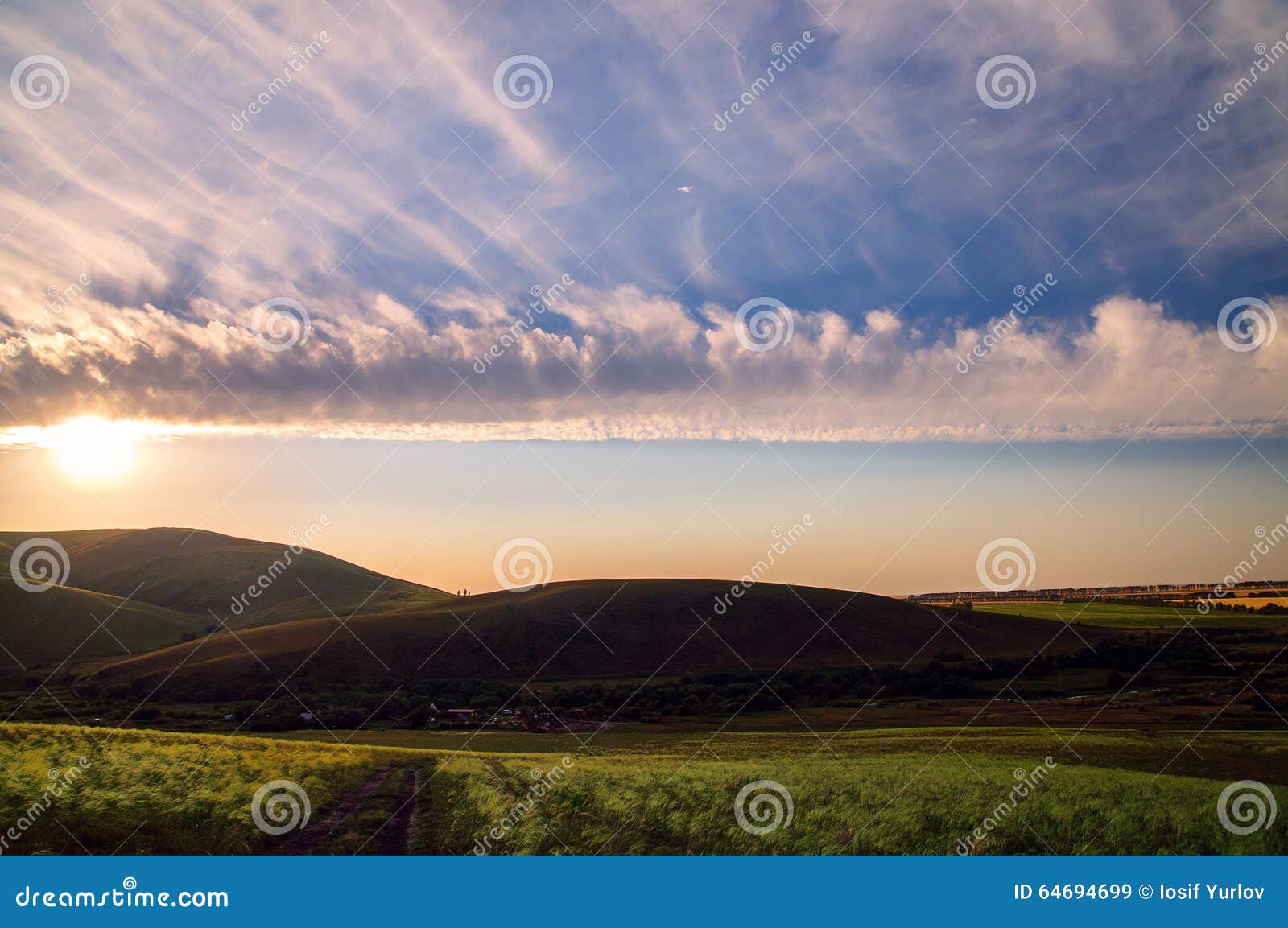 Picturesque View with Sunset and Horizon Line Stock Image - Image of ...