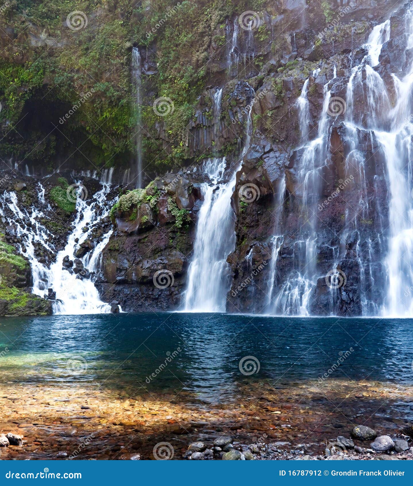 Picturesque waterfall stock photo. Image of greenery - 16787912