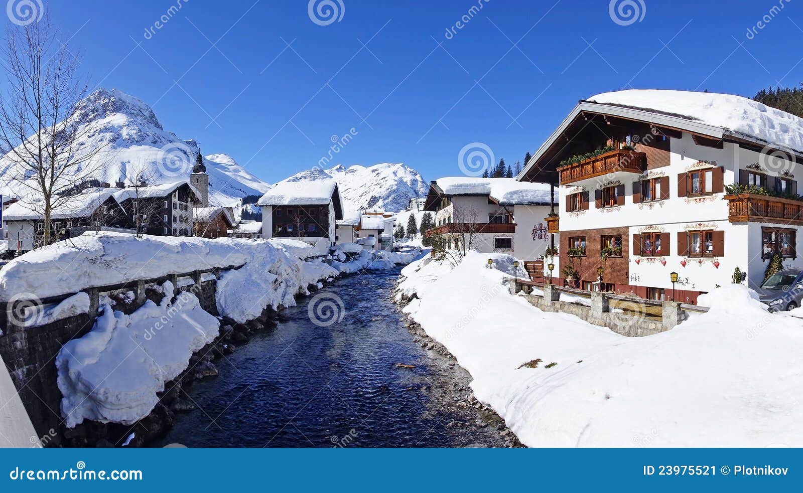 Picturesque Winter Landscape with River. Lech Stock Image - Image of ...