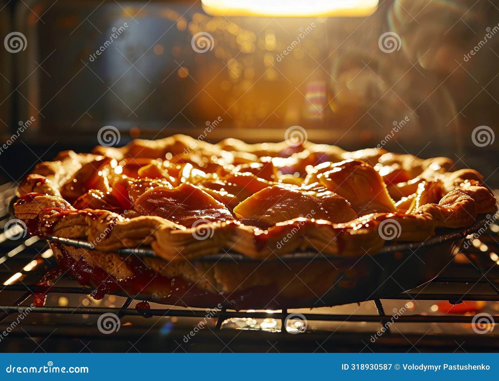 A Pie is Being Baked in an Oven Stock Image - Image of cook, bakeware ...