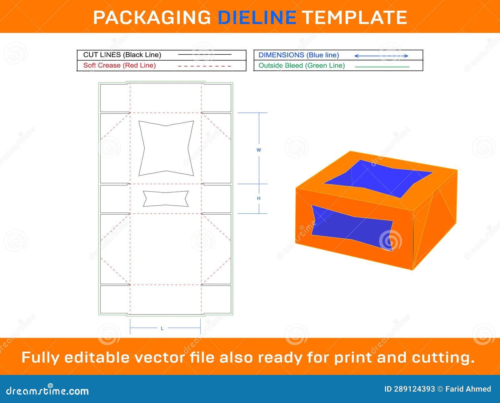 Pie Box, Die line Template stock vector. Illustration of pack - 289124393